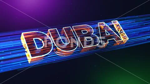 Futuristic Dubai 3D Perspective Text With Dotted Lines Particle Breeze ...