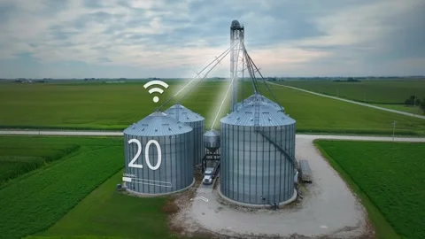 Futuristic farm with silos with animatio... | Stock Video | Pond5