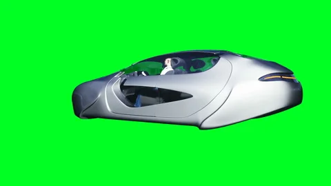 Futuristic flying car. Green screen isol... | Stock Video | Pond5