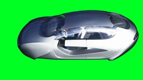 Futuristic flying car. Green screen isol... | Stock Video | Pond5