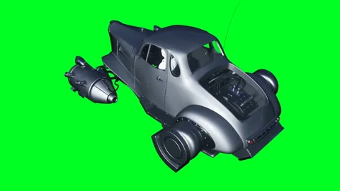 Futuristic flying car. Green screen isol... | Stock Video | Pond5