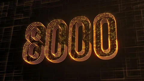 Futuristic Golden 3d Perspective 8000 Nu... | Stock Video | Pond5