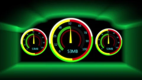 Futuristic green neon speedometer dashbo... | Stock Video | Pond5
