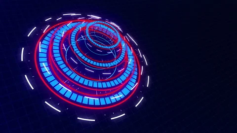 Futuristic HUD animation on dark blue ba... | Stock Video | Pond5