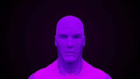 Futuristic human head with collapsing fa... | Stock Video | Pond5