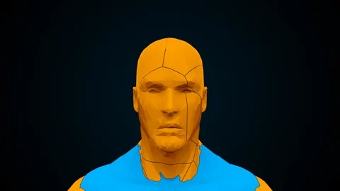 Futuristic human head with collapsing fa... | Stock Video | Pond5