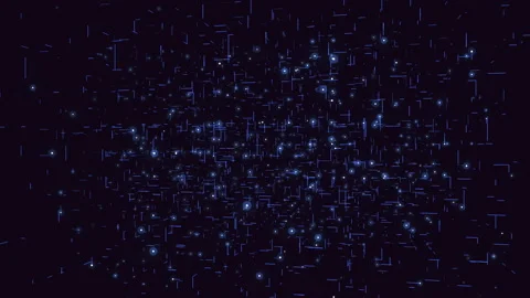 Futuristic matrix cube with blue grid an... | Stock Video | Pond5