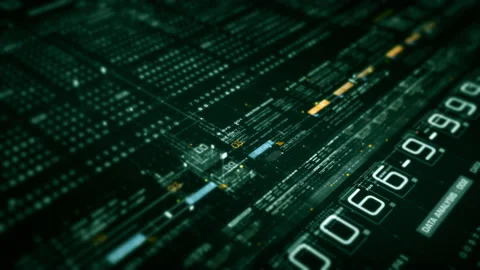Futuristic Matrix Data Simulation HUD Ba... | Stock Video | Pond5