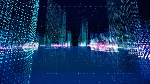 Futuristic matrix hologram city seamless... | Stock Video | Pond5