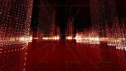 Futuristic matrix hologram city seamless... | Stock Video | Pond5