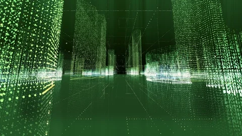 Futuristic matrix hologram city seamless... | Stock Video | Pond5