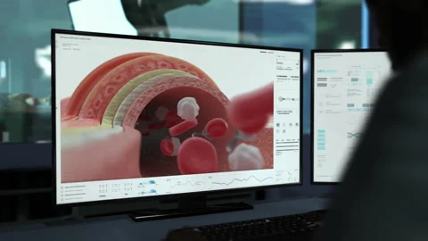 Futuristic medical scanner examining the... | Stock Video | Pond5
