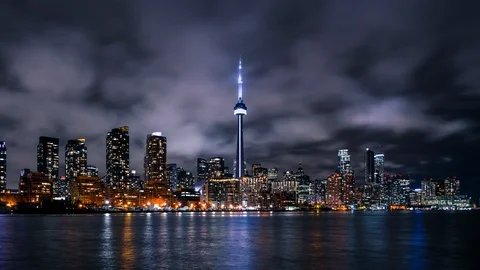 Futuristic Moody Toronto City Skyline | Stock Video | Pond5