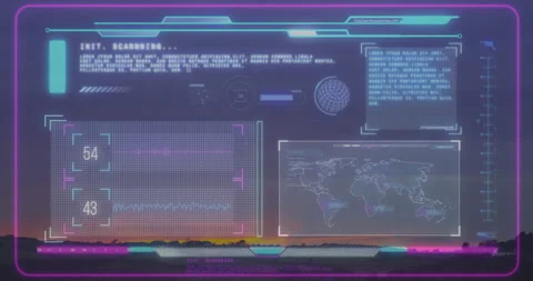 Futuristic neon HUD overlay glowing over... | Stock Video | Pond5