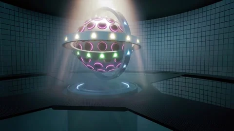 Futuristic neon sphere reactor science s... | Stock Video | Pond5