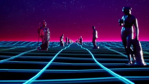 Futuristic retrowave vl loop 3d animatio... | Stock Video | Pond5