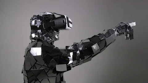 Futuristic Robot in mirror costume vorki... | Stock Video | Pond5