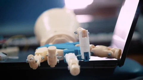 Futuristic robotic cyborg arm in action.... | Stock Video | Pond5