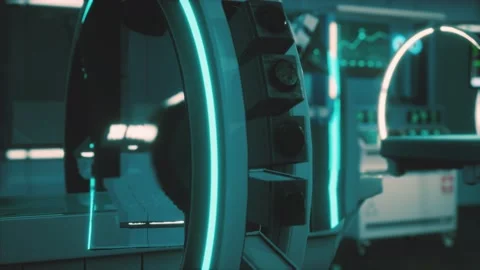 futuristic sci fi MRI Scanner medical eq... | Stock Video | Pond5