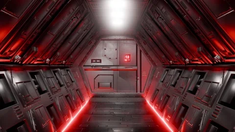 A futuristic spacecraft door with neon l... | Stock Video | Pond5
