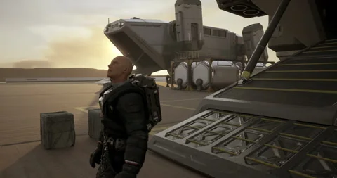 futuristic spaceport with a high-tech sp... | Stock Video | Pond5