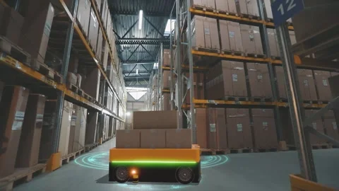 Futuristic warehouse shelves, Futuristic... | Stock Video | Pond5
