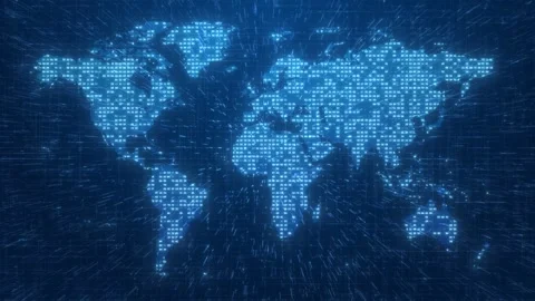 Futuristic World Map with Binary Codes a... | Stock Video | Pond5