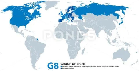 G8, Group of Eight, infographic and map: Royalty Free #91502186
