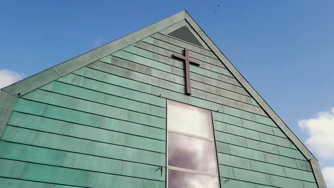 The gable wall of a modern church with a... | Stock Video | Pond5