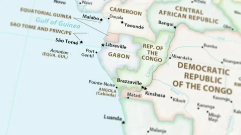 Gabon and the Republic of the Congo on a... | Stock Video | Pond5