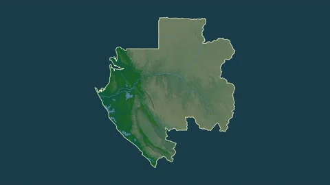 Gabon map - cartoon. Regions. Physical. | Stock Video | Pond5