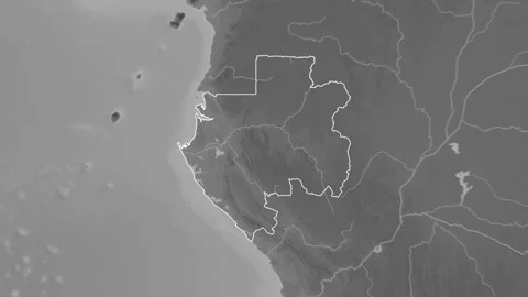 Gabon map - solid. Regions. Grayscale. L... | Stock Video | Pond5