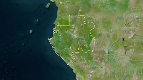 Gabon map - solid. Regions. Satellite. L... | Stock Video | Pond5