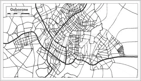 Gaborone Botswana City Map in Retro Style. Outline Map. Illustration ...