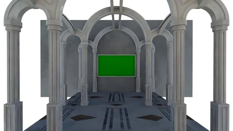 Gallery with green screen and alpha chan... | Stock Video | Pond5