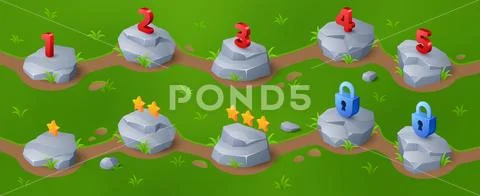 Game level indicator to select on map ui interface ~ Clip Art #244113911