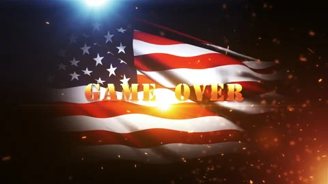 Game Over gold text with USA flag abstra... | Stock Video | Pond5