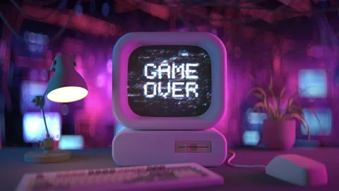 Game over message on screen of retro com... | Stock Video | Pond5