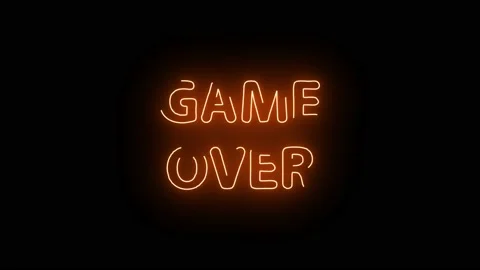 Game over neon letters glowing on a blac... | Stock Video | Pond5