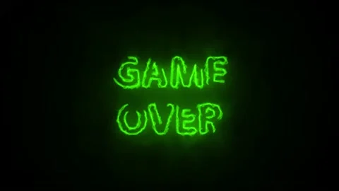 Game over neon letters glowing on a blac... | Stock Video | Pond5