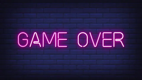 game over neon light text on brick wall ... | Stock Video | Pond5