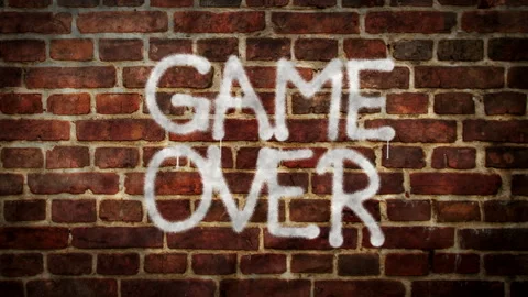 Game over sign spray painted on the bric... | Stock Video | Pond5