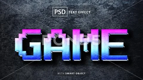 Game pixel 3d text effect editable ~ PSD Template #220169148
