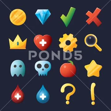 Game UI assets set. Gaming user interface icons collection. vector ...