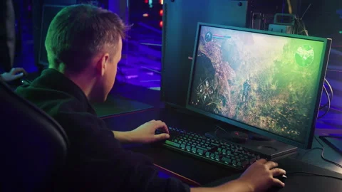 Gamer Controls Animated Knight Battling ... | Stock Video | Pond5