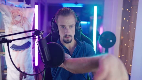 Gamer get ready stretching hands and nec... | Stock Video | Pond5