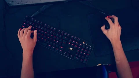 Gamer Hands Typing On Computer Keyboard ... | Stock Video | Pond5
