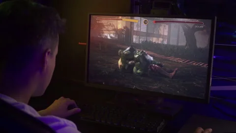 Gamer Playing Fighting Computer Video Ga... | Stock Video | Pond5