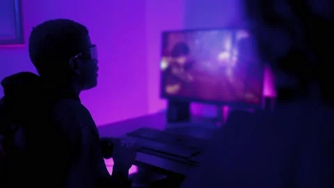 Gamer team playing virtual reality AI vi... | Stock Video | Pond5