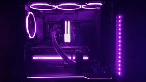 Gaming Pc Glowing Pink In The Dark - The... | Stock Video | Pond5